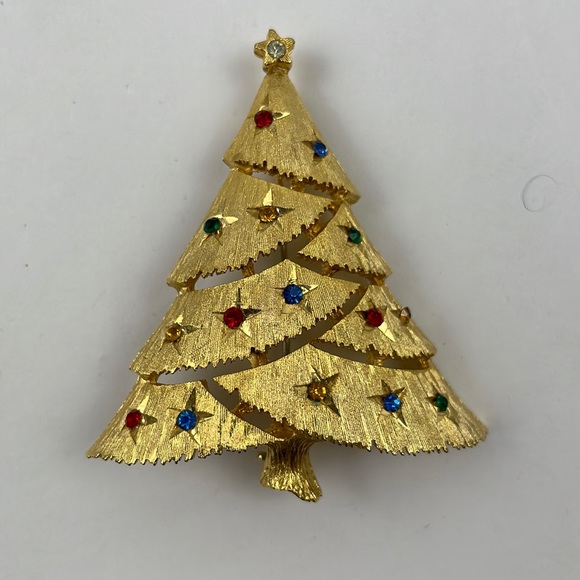 Jonette Jewelry | Jewelry | Vintage Jj Gold Tone Christmas Tree Pin ...
